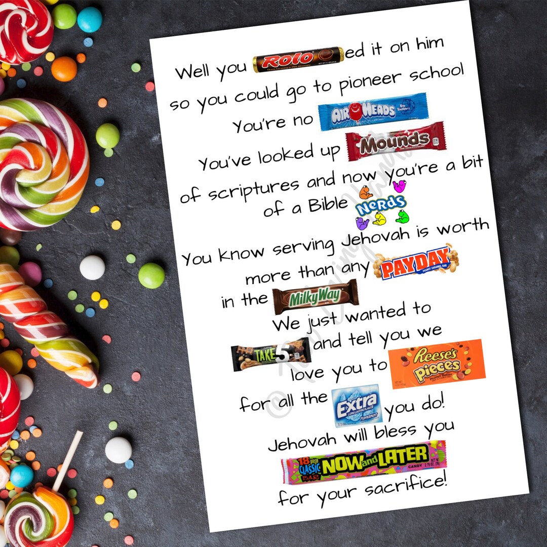 PSS Candy Poem, Jw Pioneer Gifts, PSS Gift, Cheap Gift Idea, Digital ...