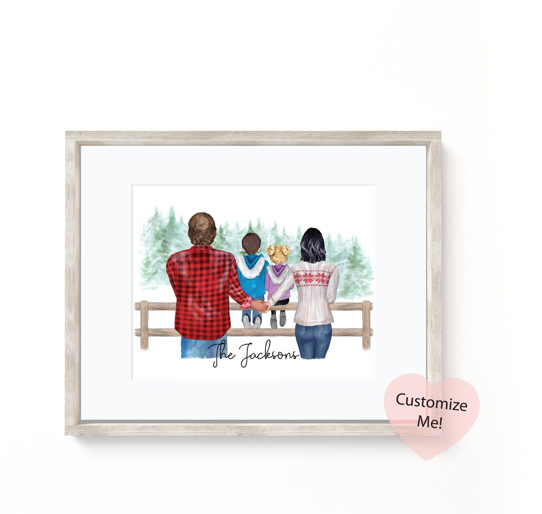 Personalized Family Wall Art | Custom Family Portrait Print | Winter ...