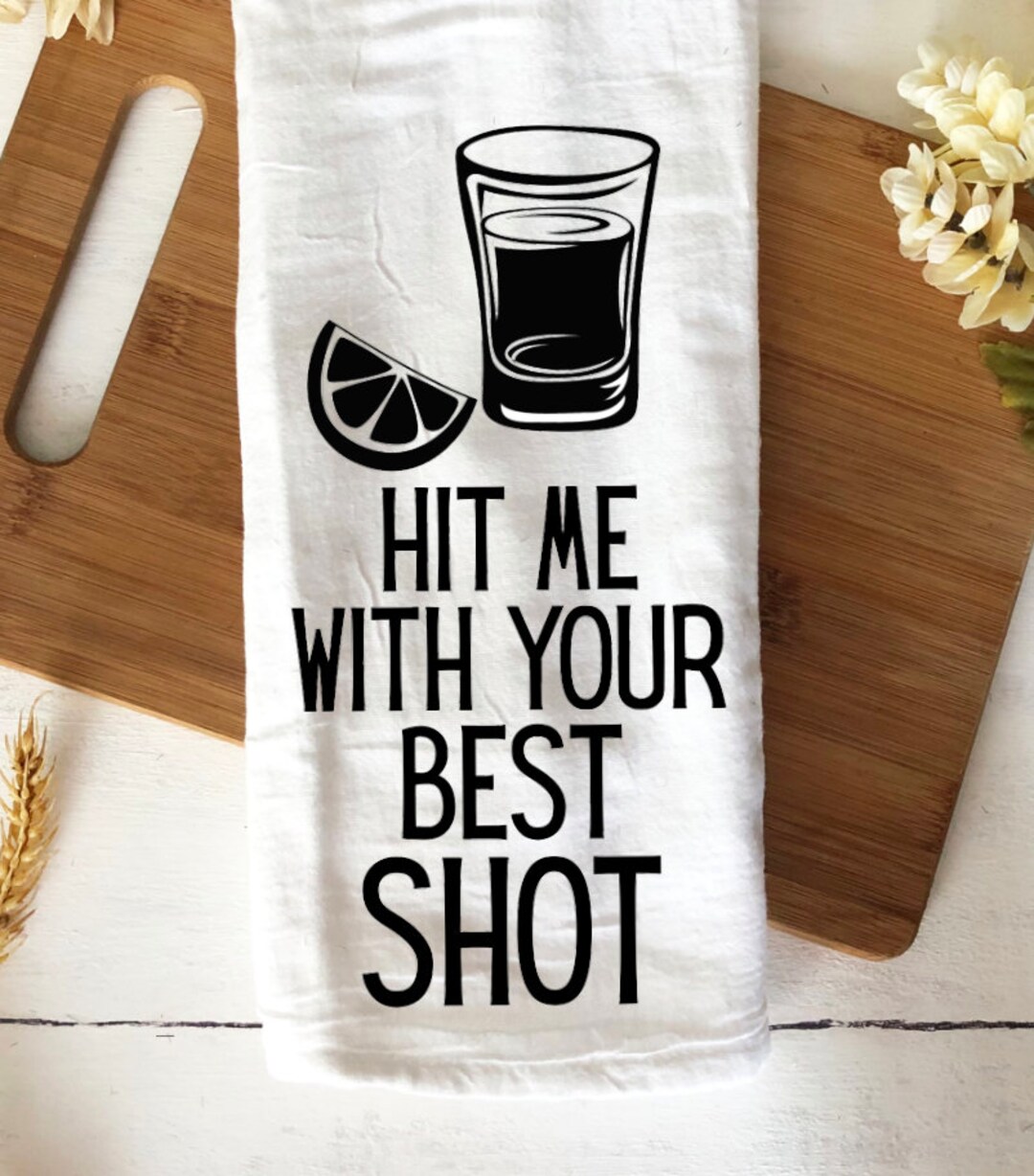 Funny Hostess Bar Towel | Hit Me With Your Best Shot | Housewarming ...