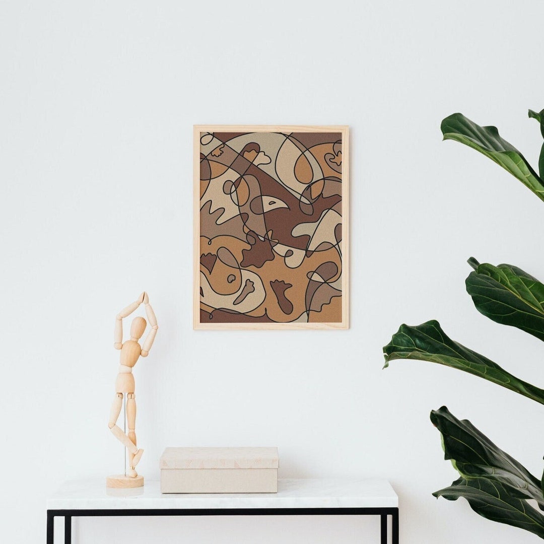 Brown and Beige Trendy Squiggle Design- With or Without Grain, Warm ...