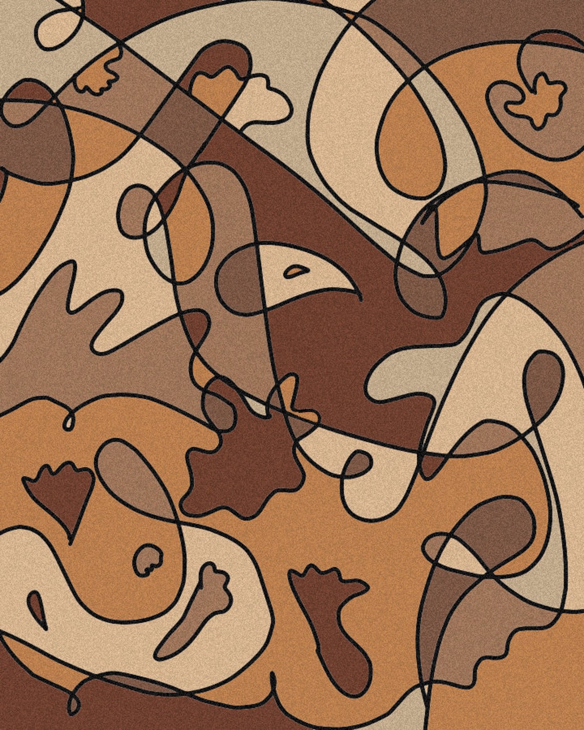 Brown and Beige Trendy Squiggle Design With or Without Grain | Etsy