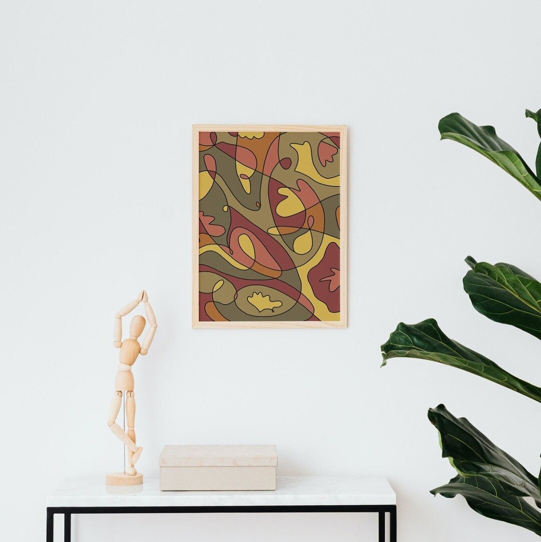 70s Funky Squiggles Design- Warm Colors and Vintage Aesthetic ...