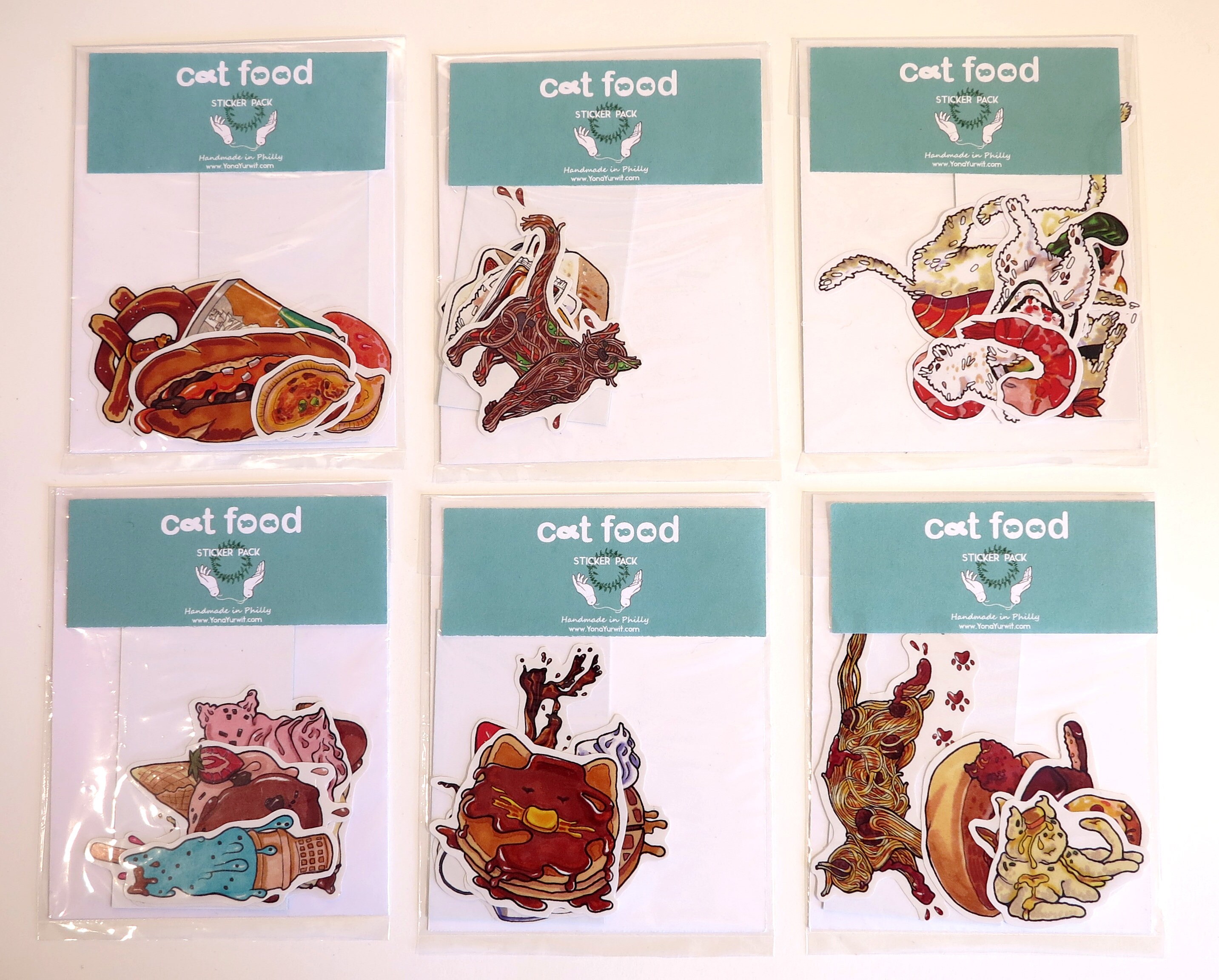 Cat Food: Set of 6 Glossy Sticker Packs | Etsy