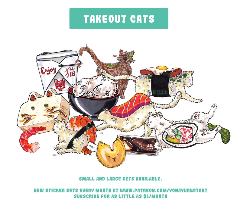 Cat Food: Set of 6 Glossy Sticker Packs | Etsy