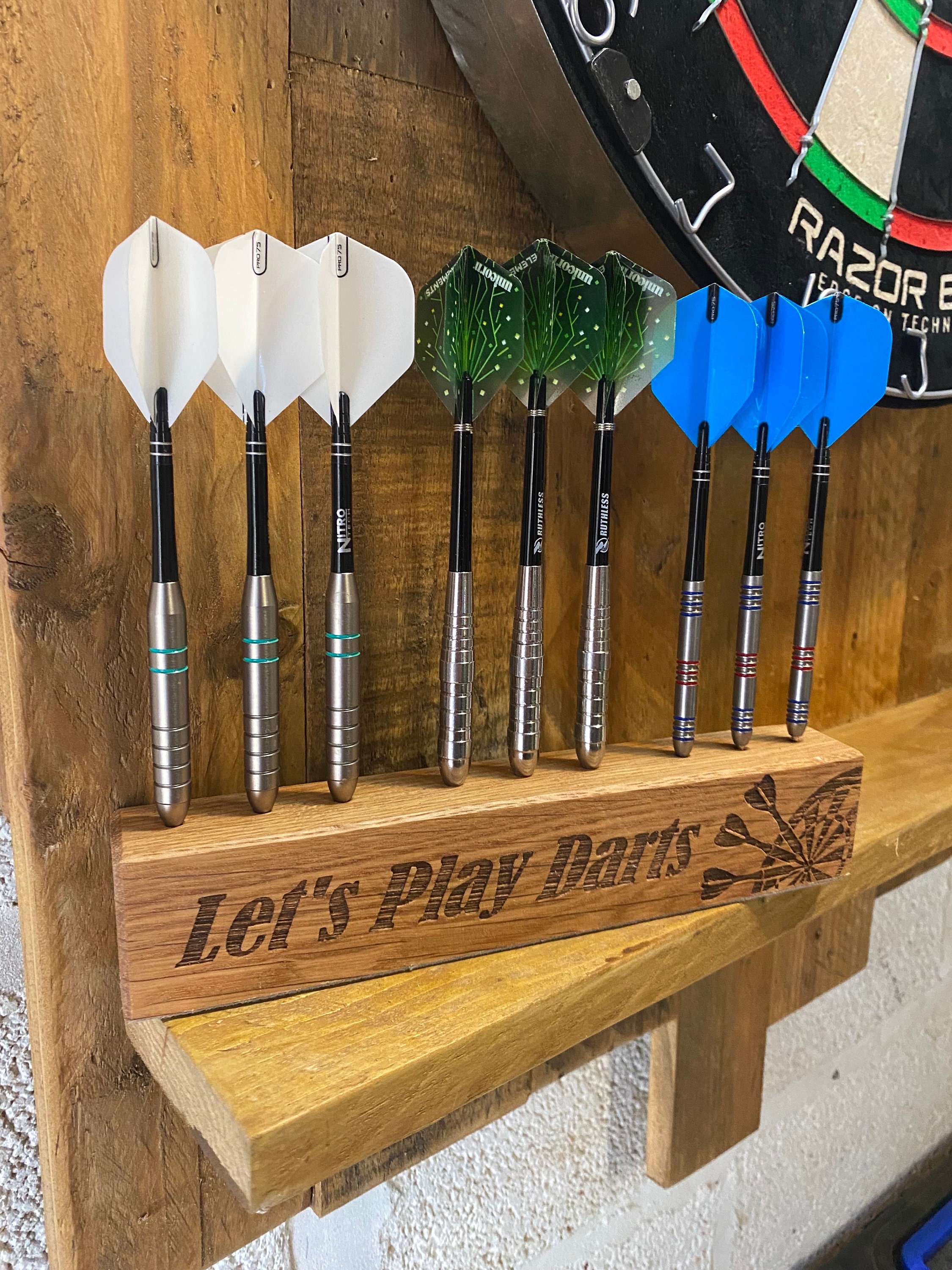Oak Darts Stand (3 Sets of Darts) - Etsy UK