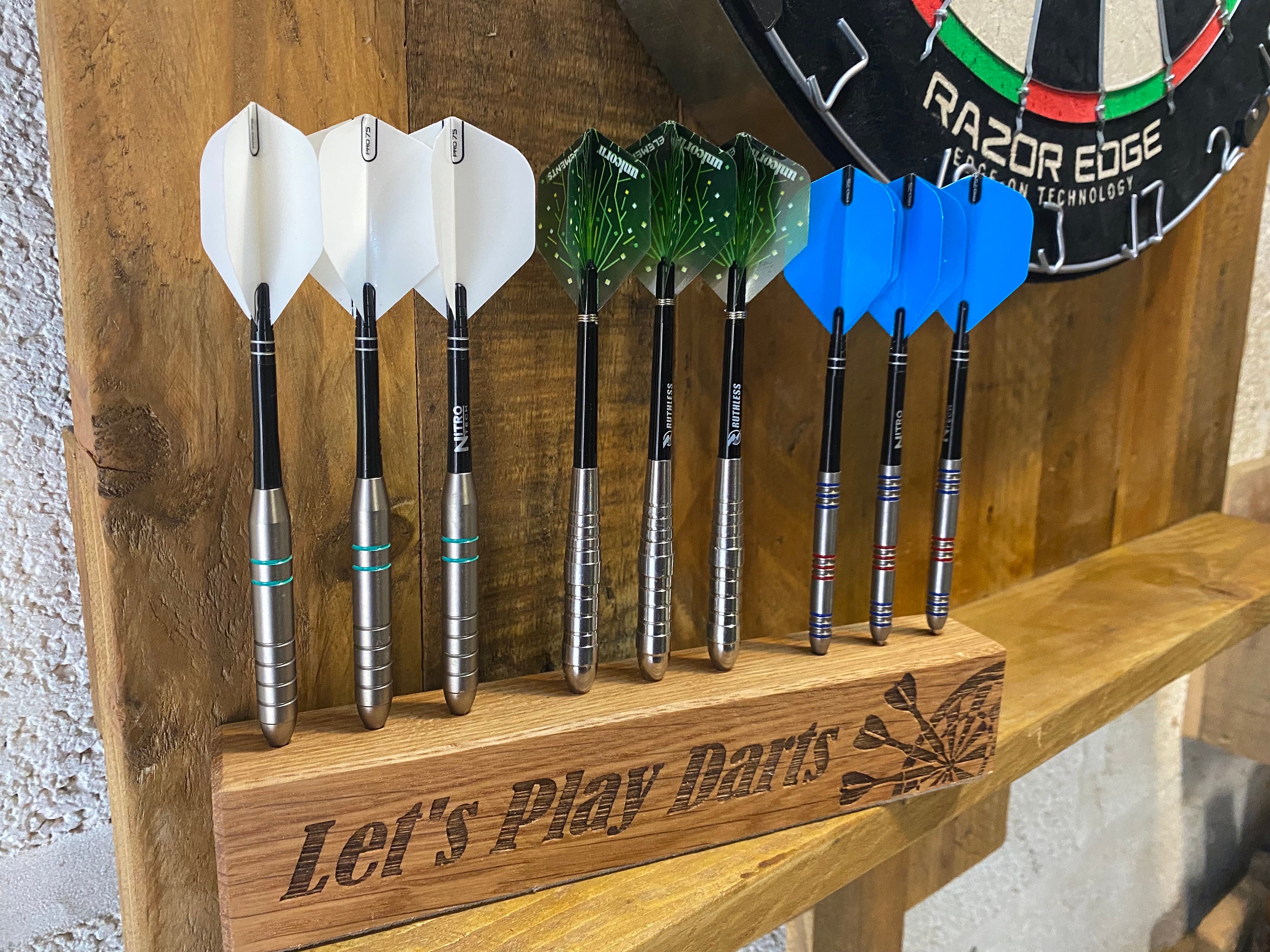 Oak Darts Stand (3 Sets of Darts) - Etsy UK