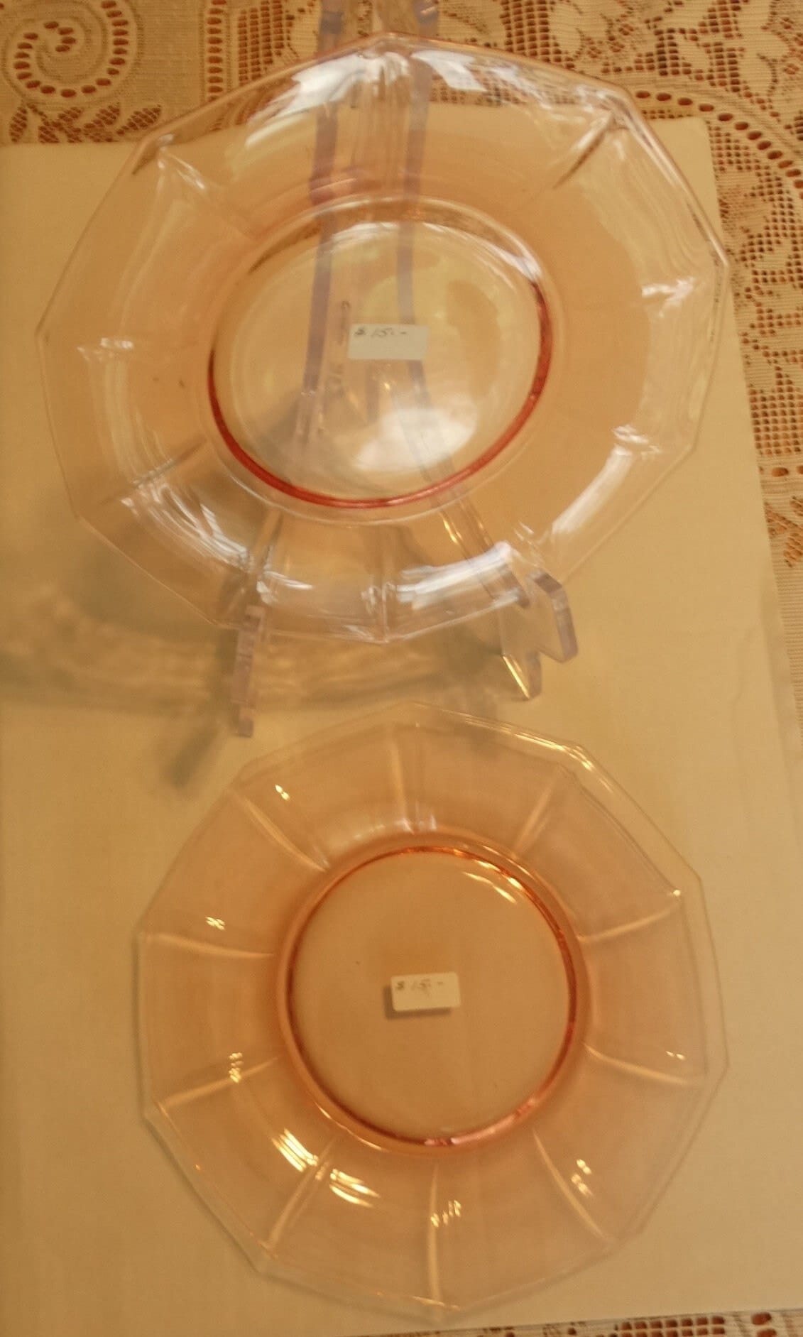 Vintage Signed Cambridge Glass Triangle C Mark Decagon Pattern 2 (two ...