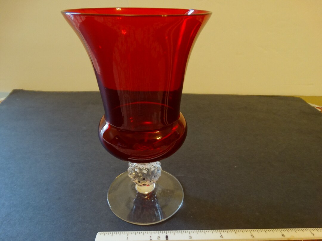 Vintage Morgantown Glass Company Golf Ball Spanish Red Urn/vase #7643 6 ...