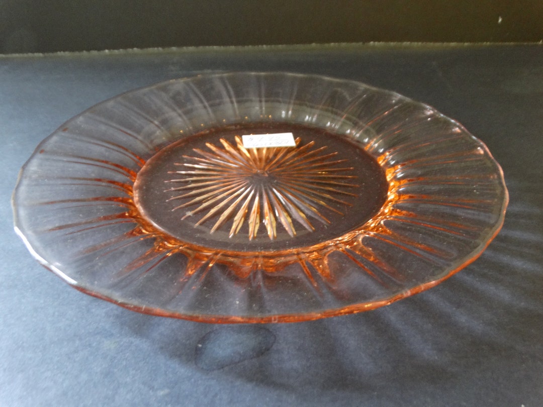 Vintage Heisey Glass Company Paneled Optics & Rays Pink 7 1/4" Salad ...