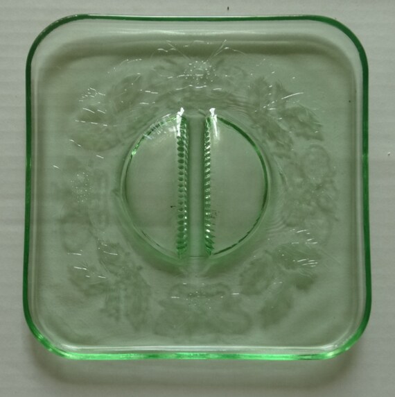 Vintage Green US Glass Company Floral Pattern Kitchenware - Etsy