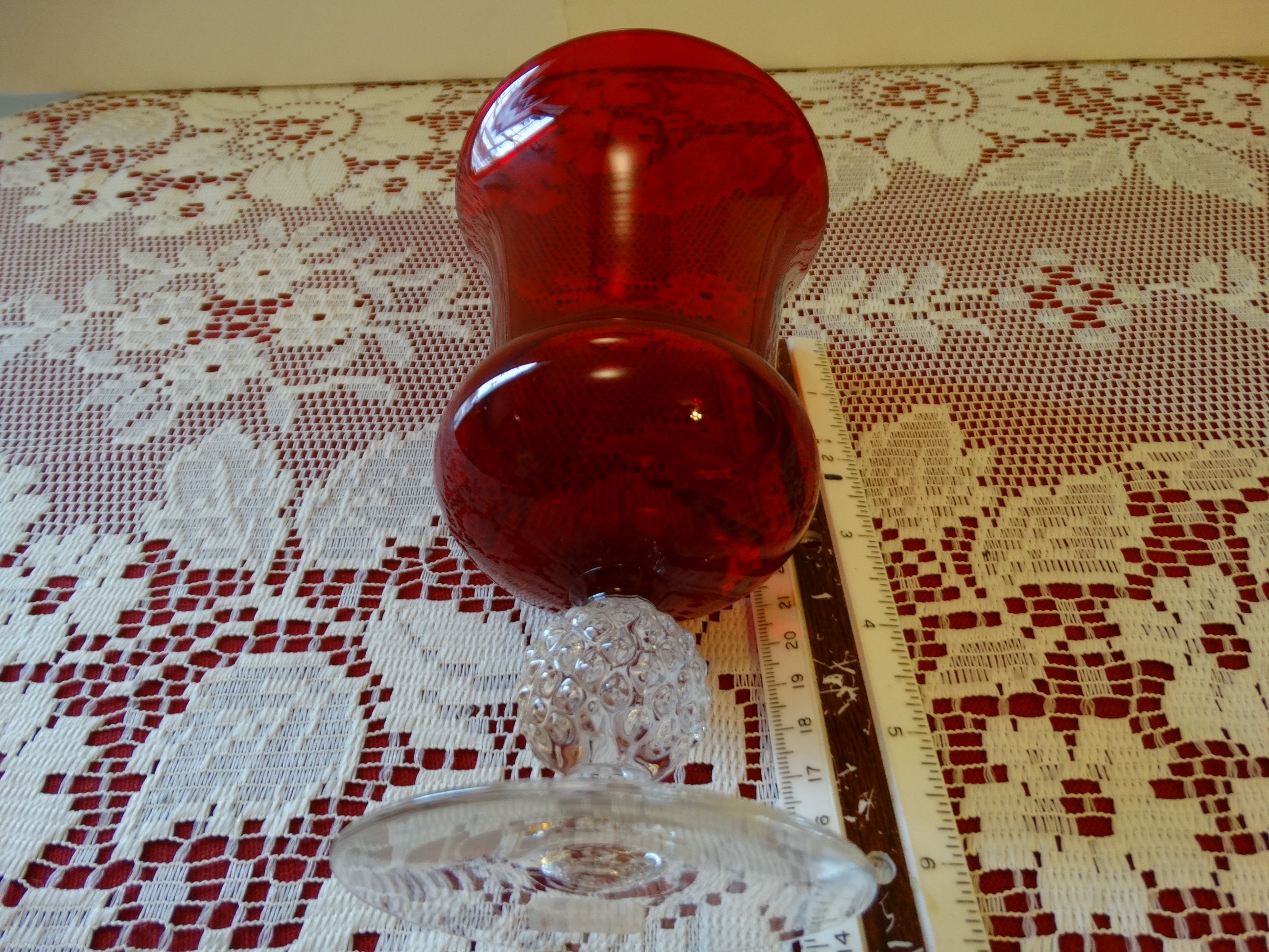 Vintage Morgantown Glass Company Golf Ball Spanish Red Urn/vase #7643 6 ...