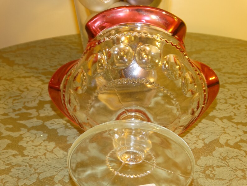Vintage US Glass Company King's Crown Thumbprint Pattern Ruby Flashed 6 ...