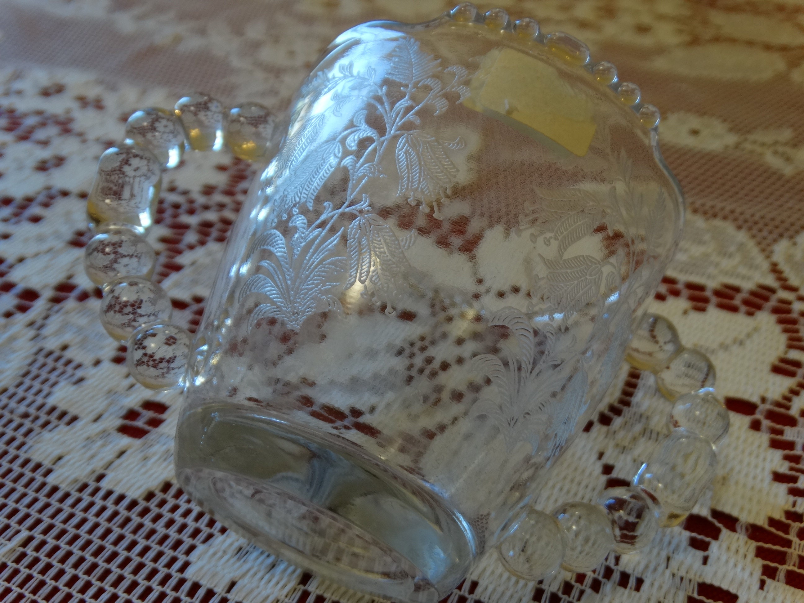 Vintage Tiffin Glass Company Fuchsia Pattern Crystal Sugar Bowl w ...