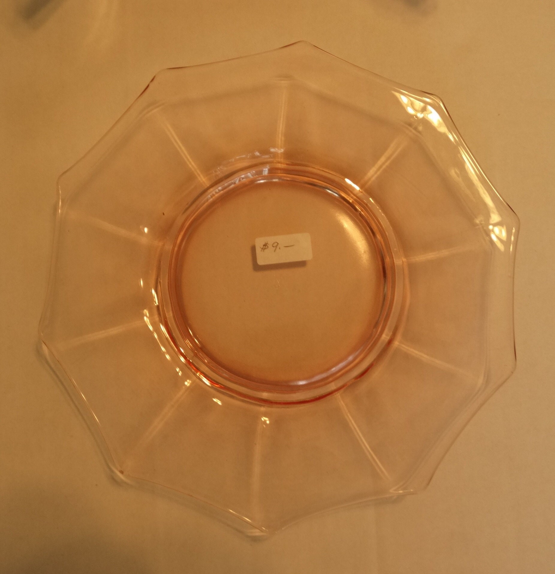 Vintage Signed Cambridge Glass Decagon Pattern 3 (three) Pink/peach-blo ...