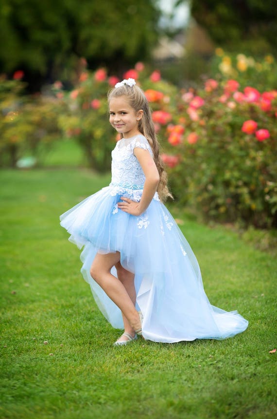 Blue High Low Dresses For Girls