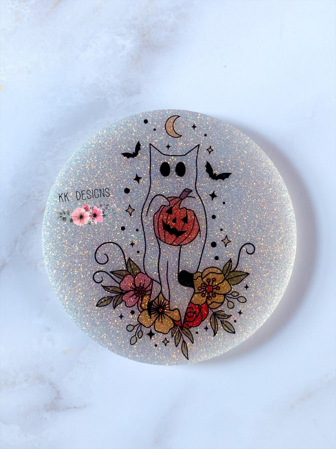 Resin Fall Coaster, Halloween Desk Coaster, Cat, Ghost Coaster - Etsy