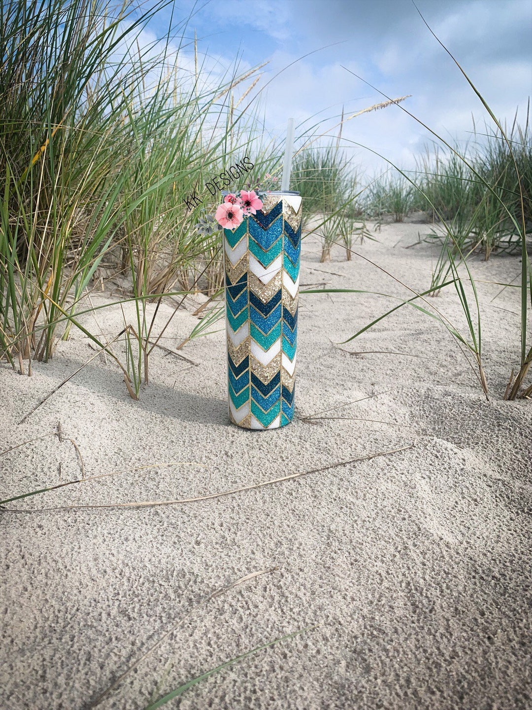 Beach Split Tangram Glitter Tumbler, Ocean Inspired, Arrows Custom ...