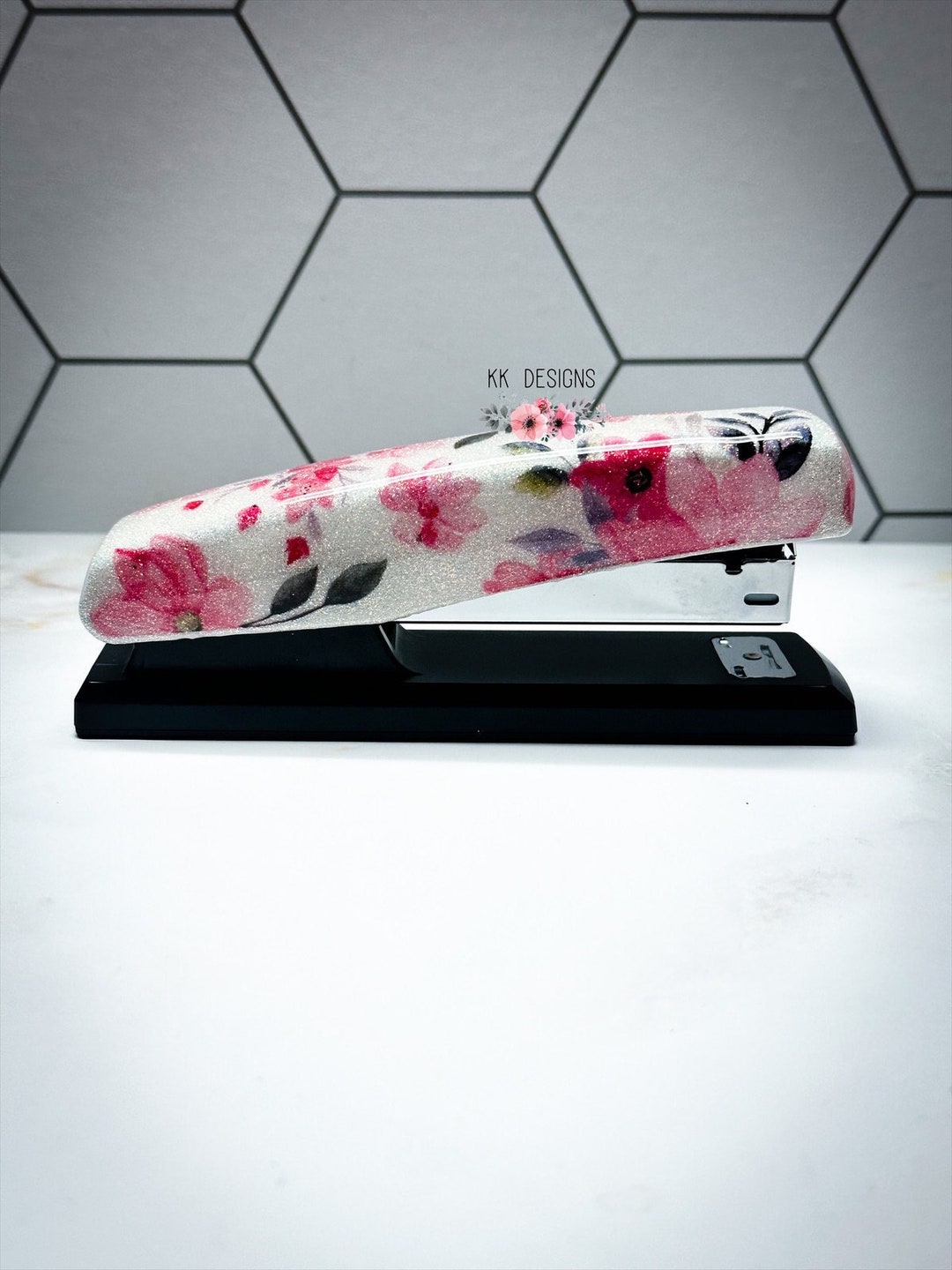 Watercolor Pink Flower Stapler, Teacher Gift, Office Gift, Custom ...