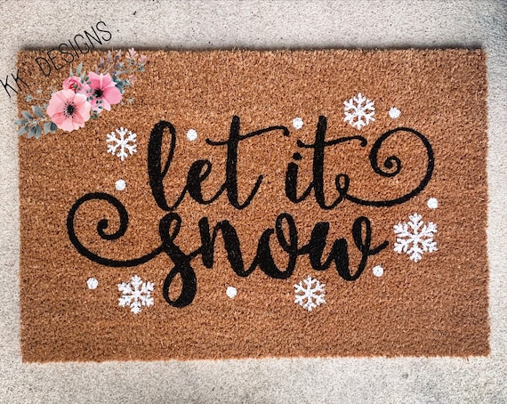 Let It Snow Door Mat Seasonal Door Mat Winter Door Mat | Etsy