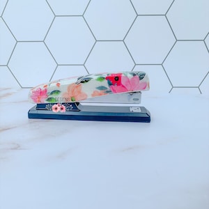 Watercolor Pink and Orange Flower Stapler, Teacher Gift, Office Gift ...