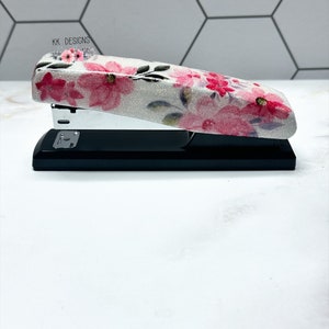 Watercolor Pink Flower Stapler, Teacher Gift, Office Gift, Custom ...
