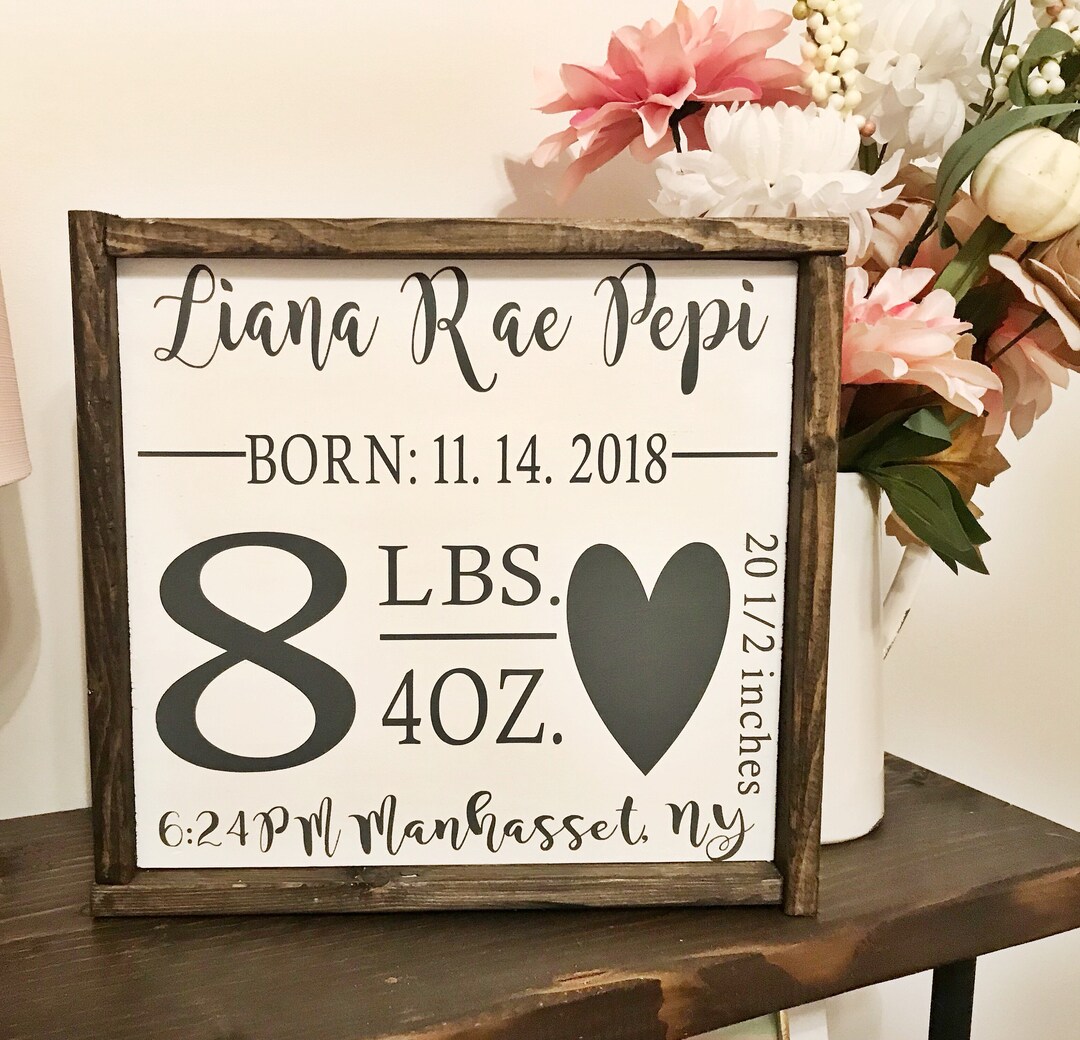 Personalized Baby Gift. Baby Sign. Customized Baby Info Sign. Nursery ...