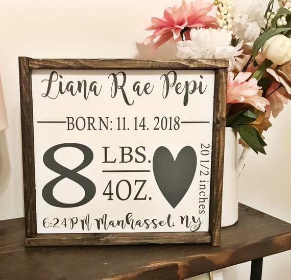 Personalized Baby Gift. Baby Sign. Customized Baby Info Sign. | Etsy