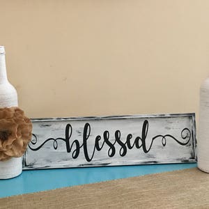 Rustic 'blessed' Wooden Sign, Black and White Decor - Etsy