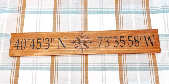 Longitude Latitude Sign. Coordinates Sign. Housewarming Gift. - Etsy