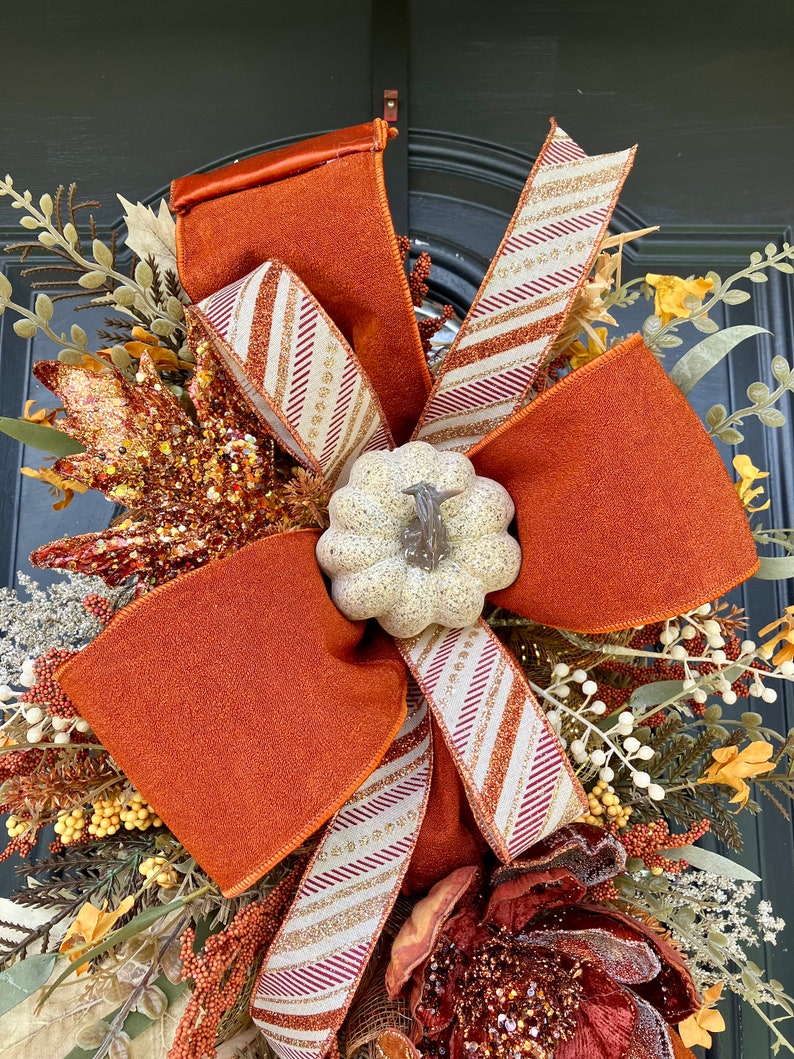 Glam Fall Swag for Front Door, Fall Decor With Magnolias, Fall Glam ...