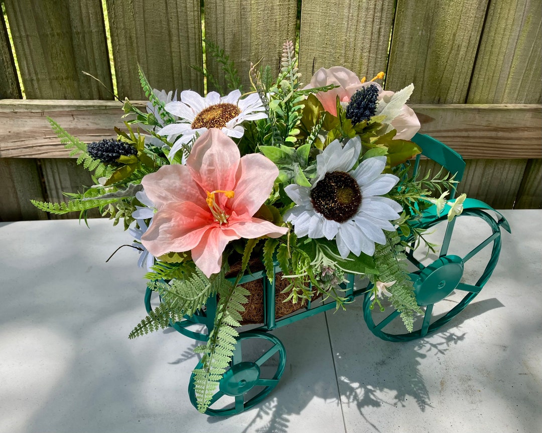 Teal Tractor Truck Flower Arrangement, Truck Floral Arrangement, Truck ...