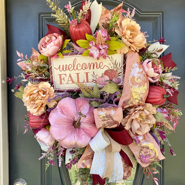 Pink Fall Wreath - Etsy