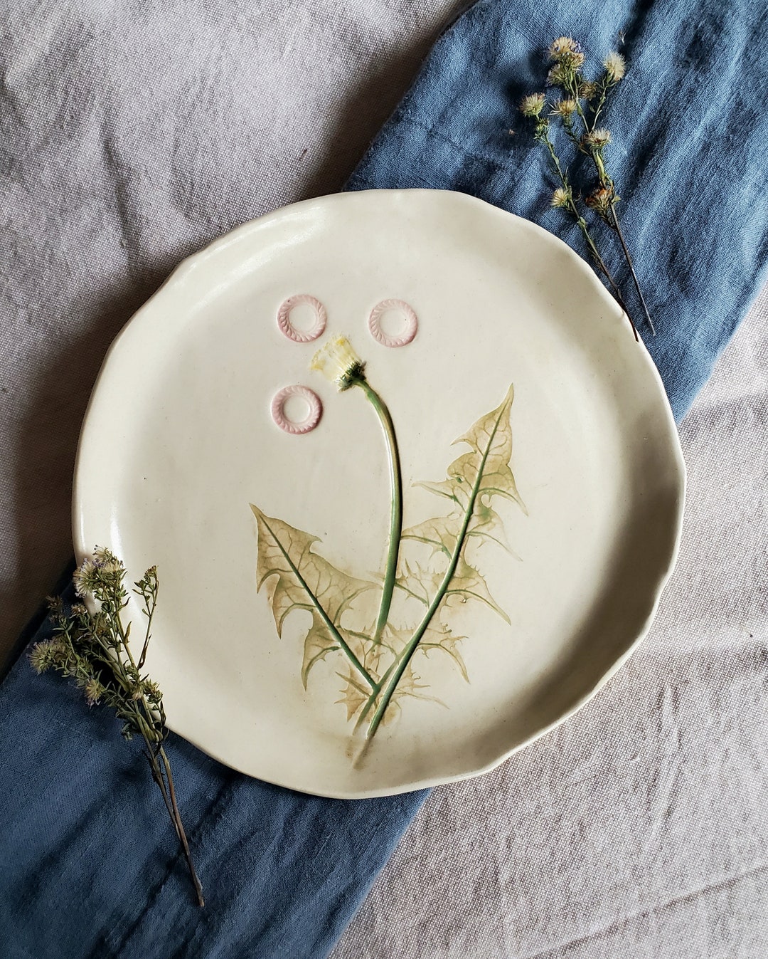Dandelion Pressed Plate - Etsy