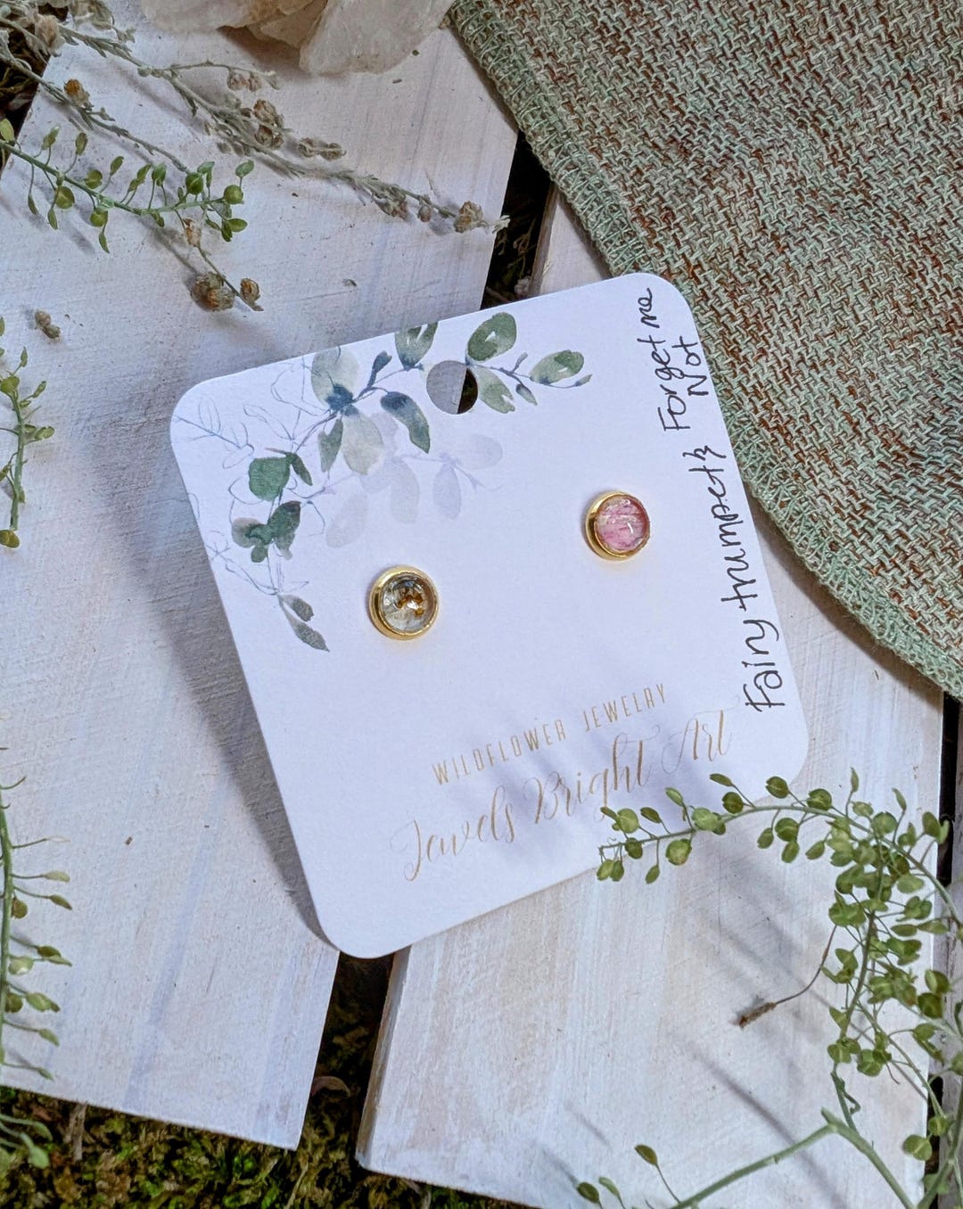 Fairy Trumpets and Forget-me-nots Tiny Gold, Nature-inspired Whimsical ...