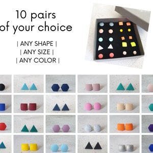 Set of 10 Pairs of Earrings, Stud Earings Set Large, Minimalist Earring ...