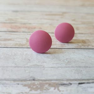 Pink Stud Earrings Minimalist, Hypoallergenic Earrings Pink, Simple ...