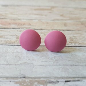 Pink Stud Earrings Minimalist, Hypoallergenic Earrings Pink, Simple ...