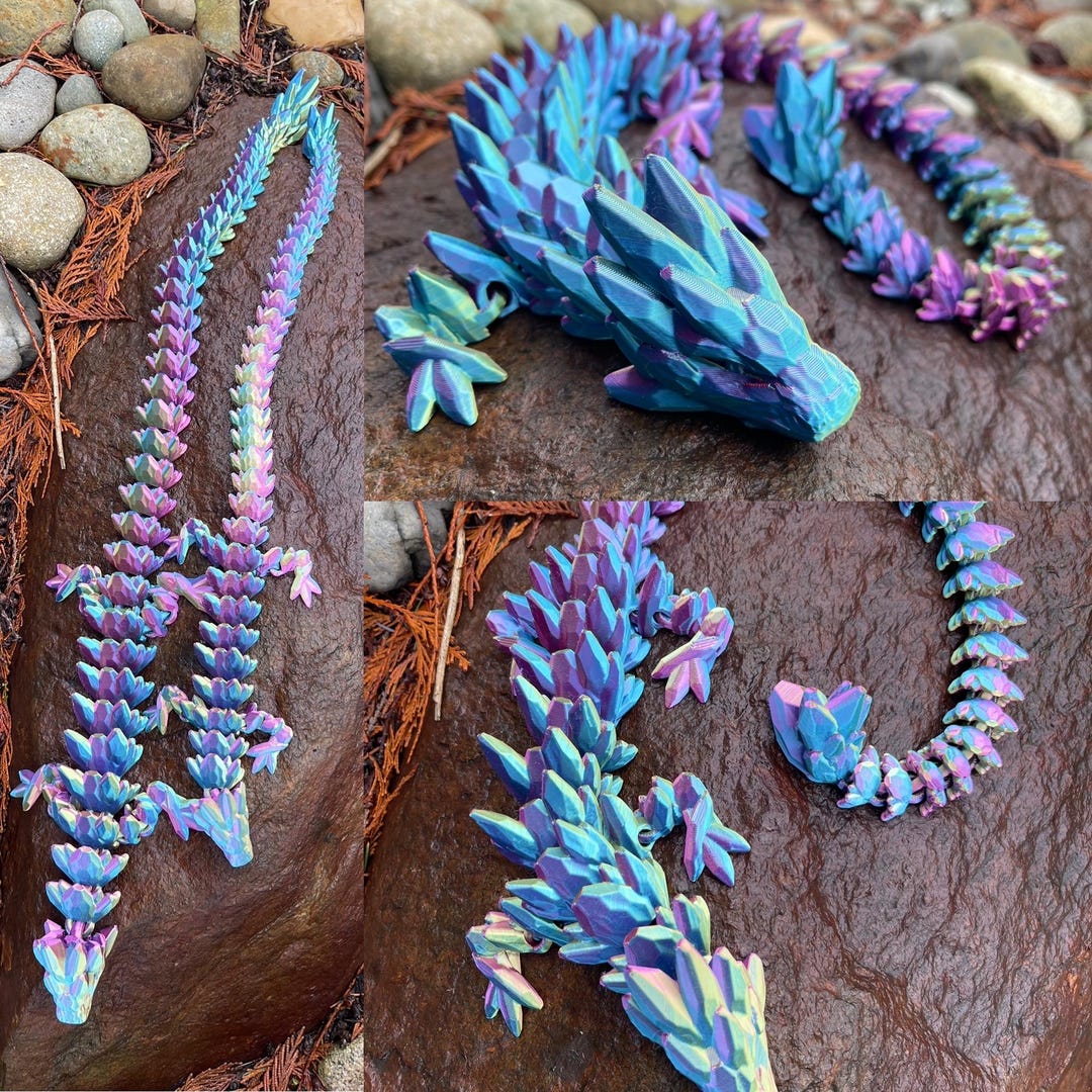Rainbow Shiny Articulating GEM Dragon Fidget 3d Beautiful Art Large - Etsy