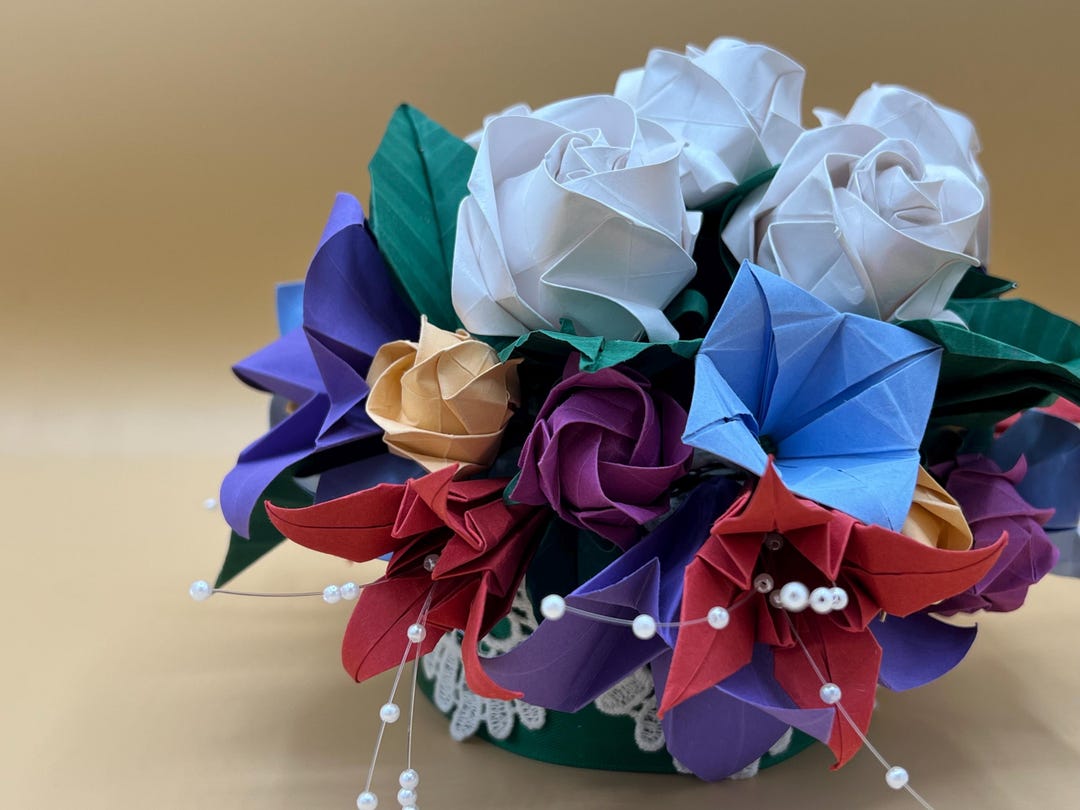 Origami Wedding Centerpiece – Handmade Floral Arrangement – Roses ...