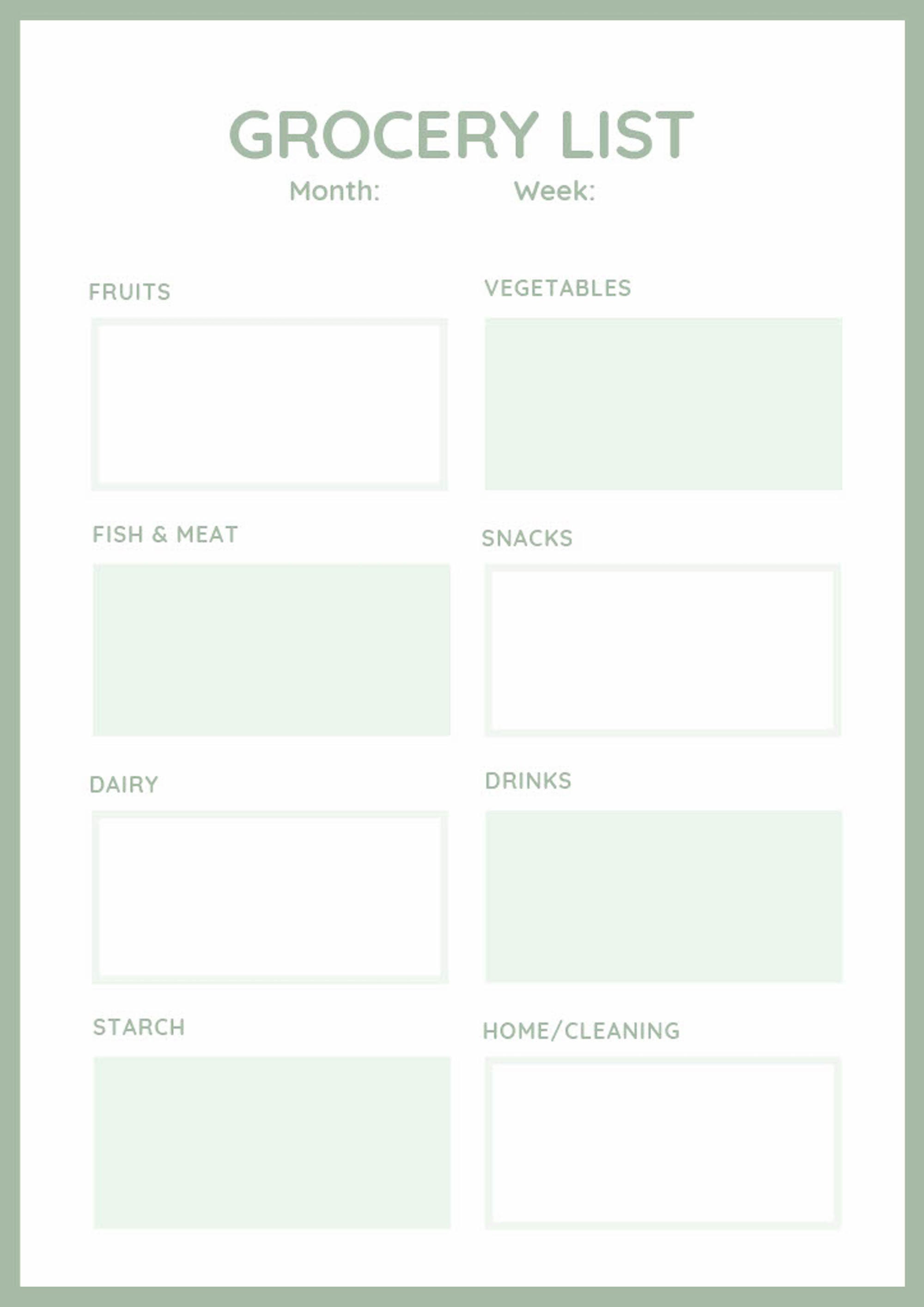 Grocery List Template Downloadable PDF Print - Etsy