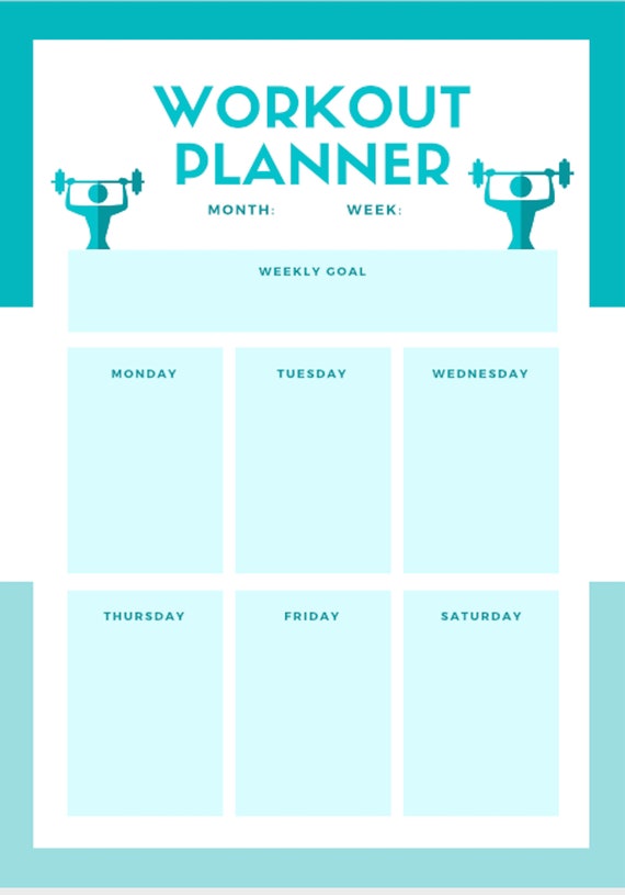 Workout Planner Template Printable PDF Download - Etsy