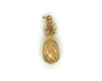 14k Solid Gold Pineapple Pendant, Genuine 14kt Yellow Gold, Real Gold ...
