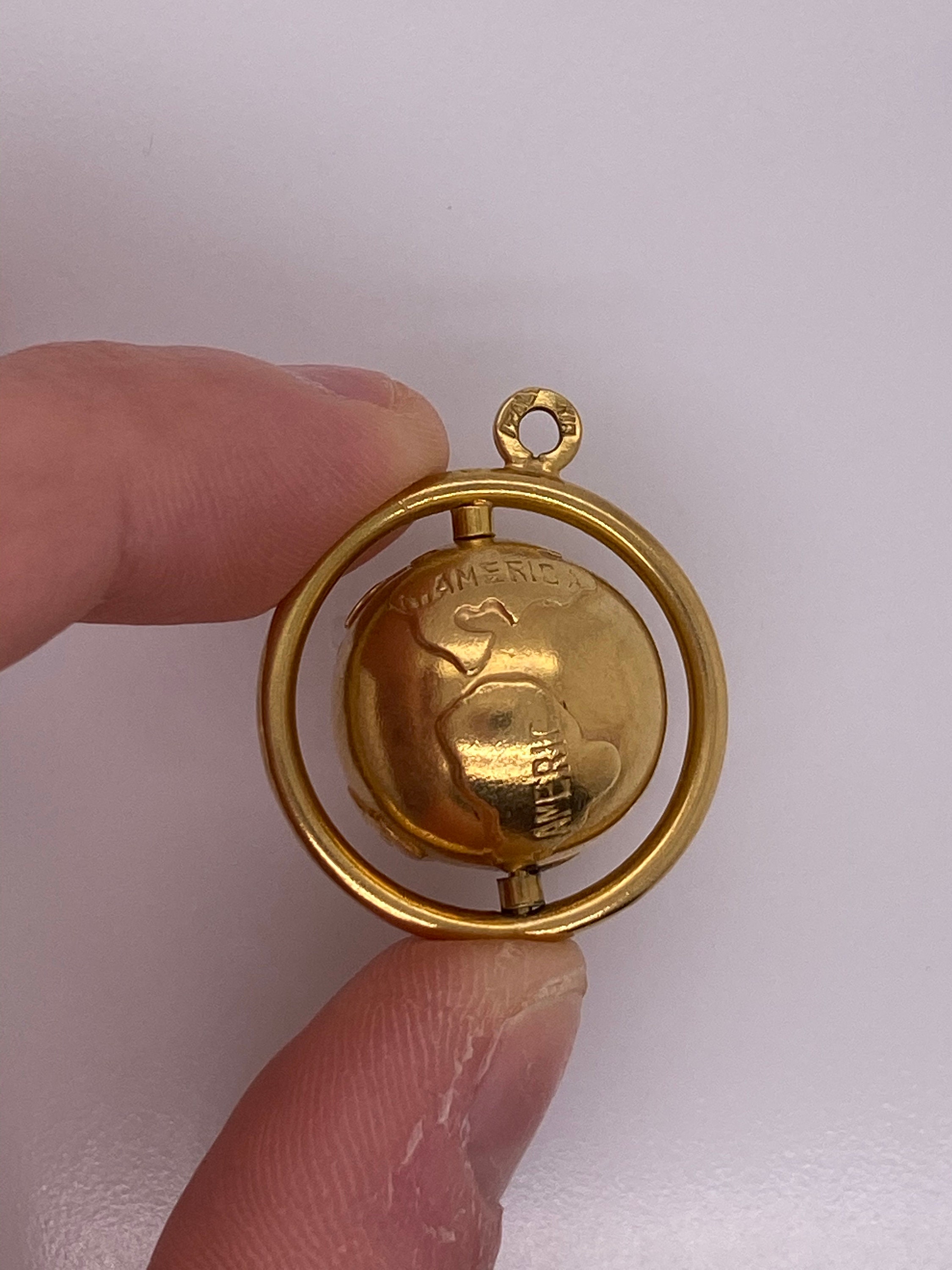 Vintage 18k Yellow Gold Globe Charm Made in Italy - Etsy