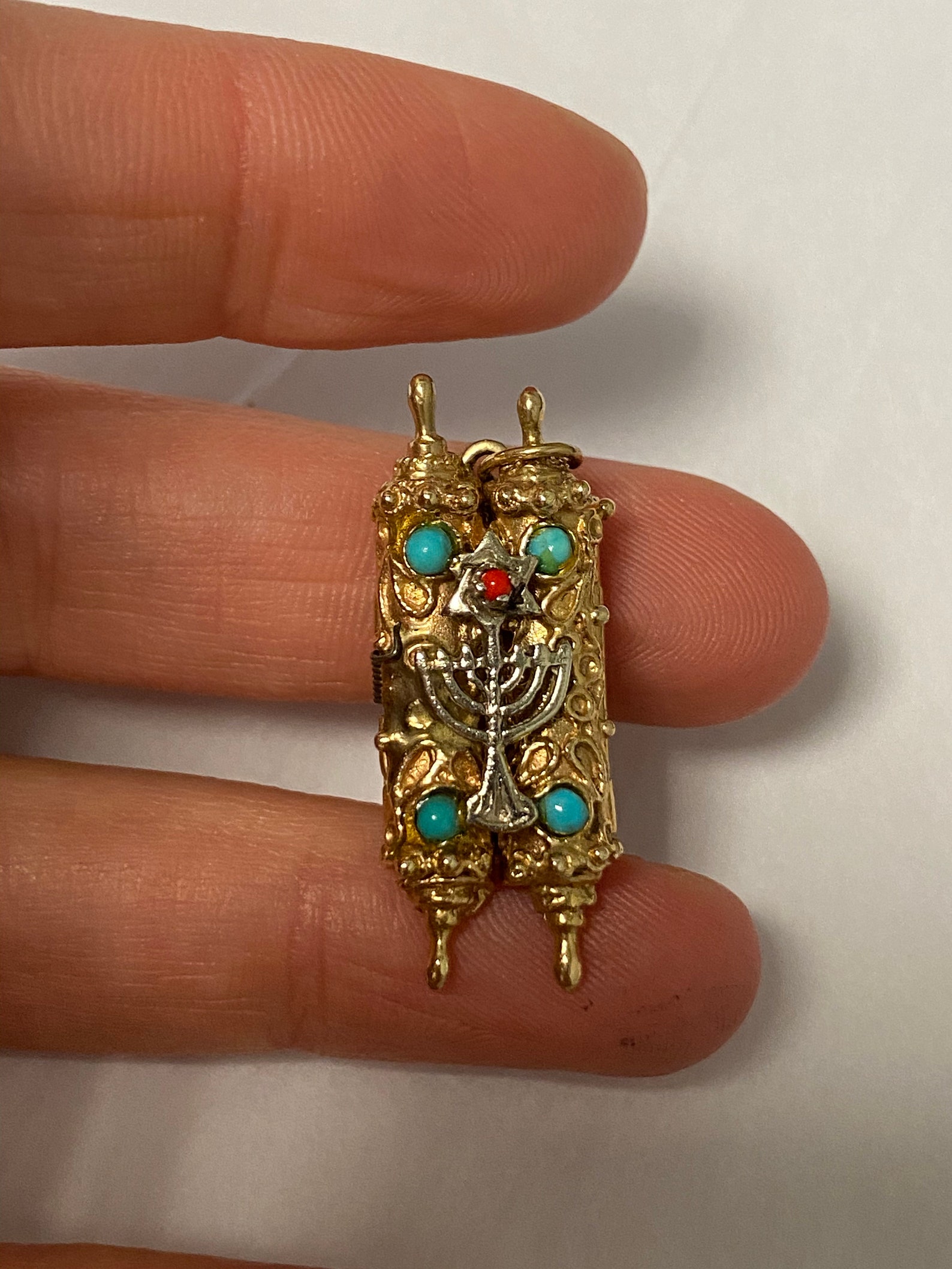 Vintage 14k Yellow Gold Torah Scroll With Menorah Charm - Etsy