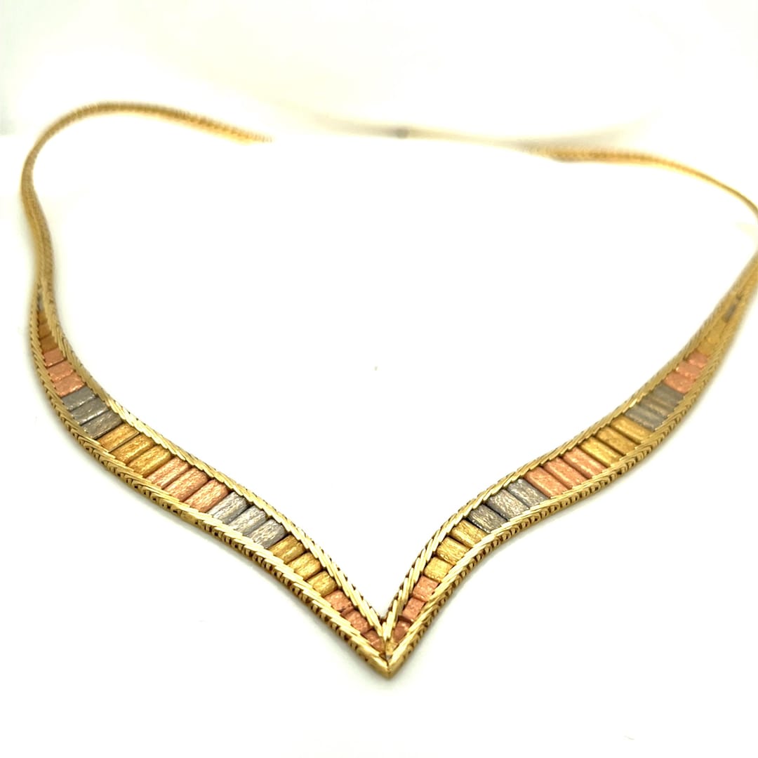 Vintage 14K Tricolor Gold Choker Necklace - Etsy