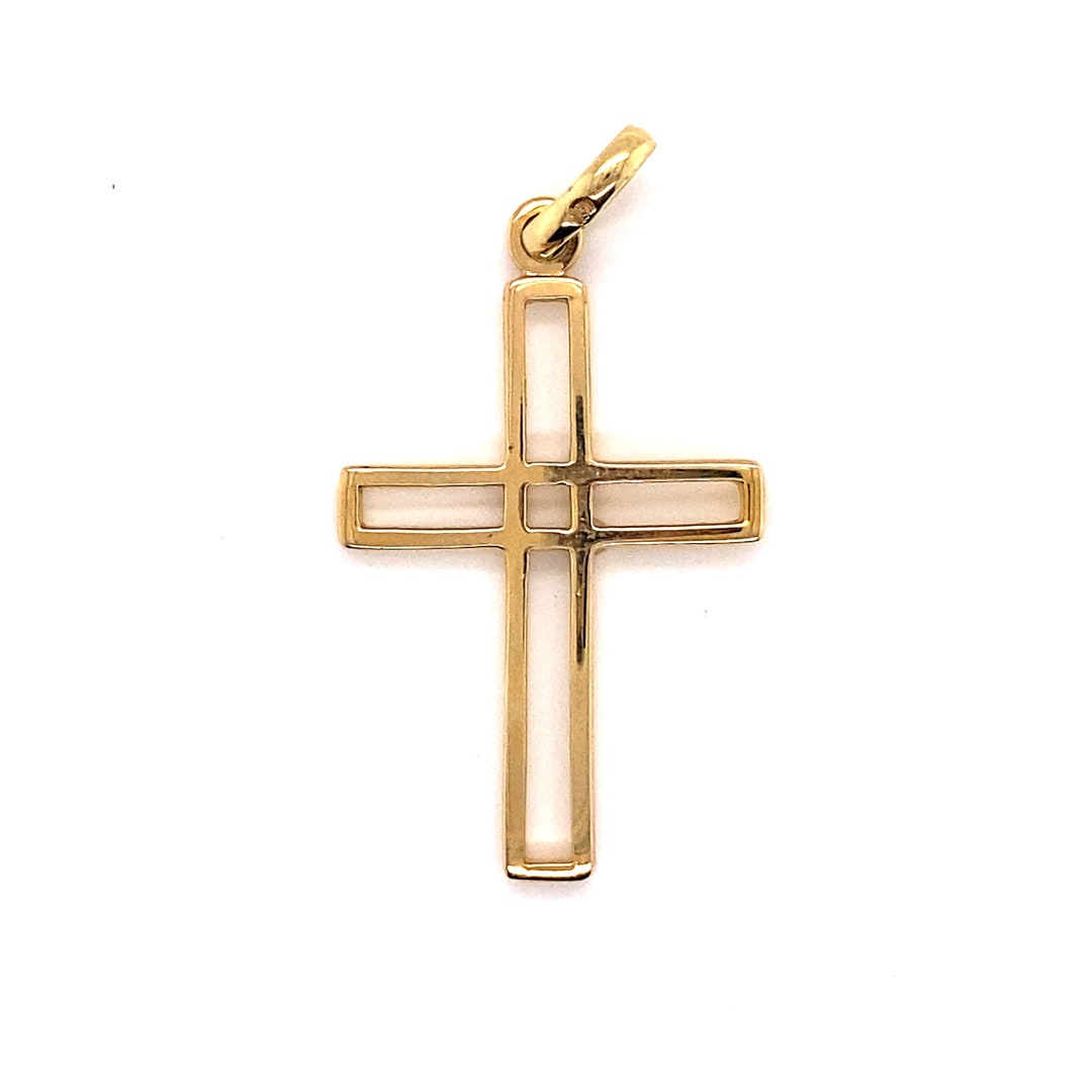 Vintage 14k Yellow Gold Large Open Cross Pendant - Etsy