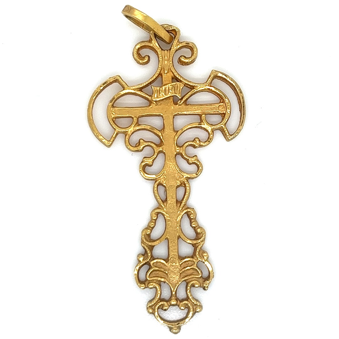 Vintage 18k Yellow Gold Large Filigree Heavy Gold Cross - Etsy