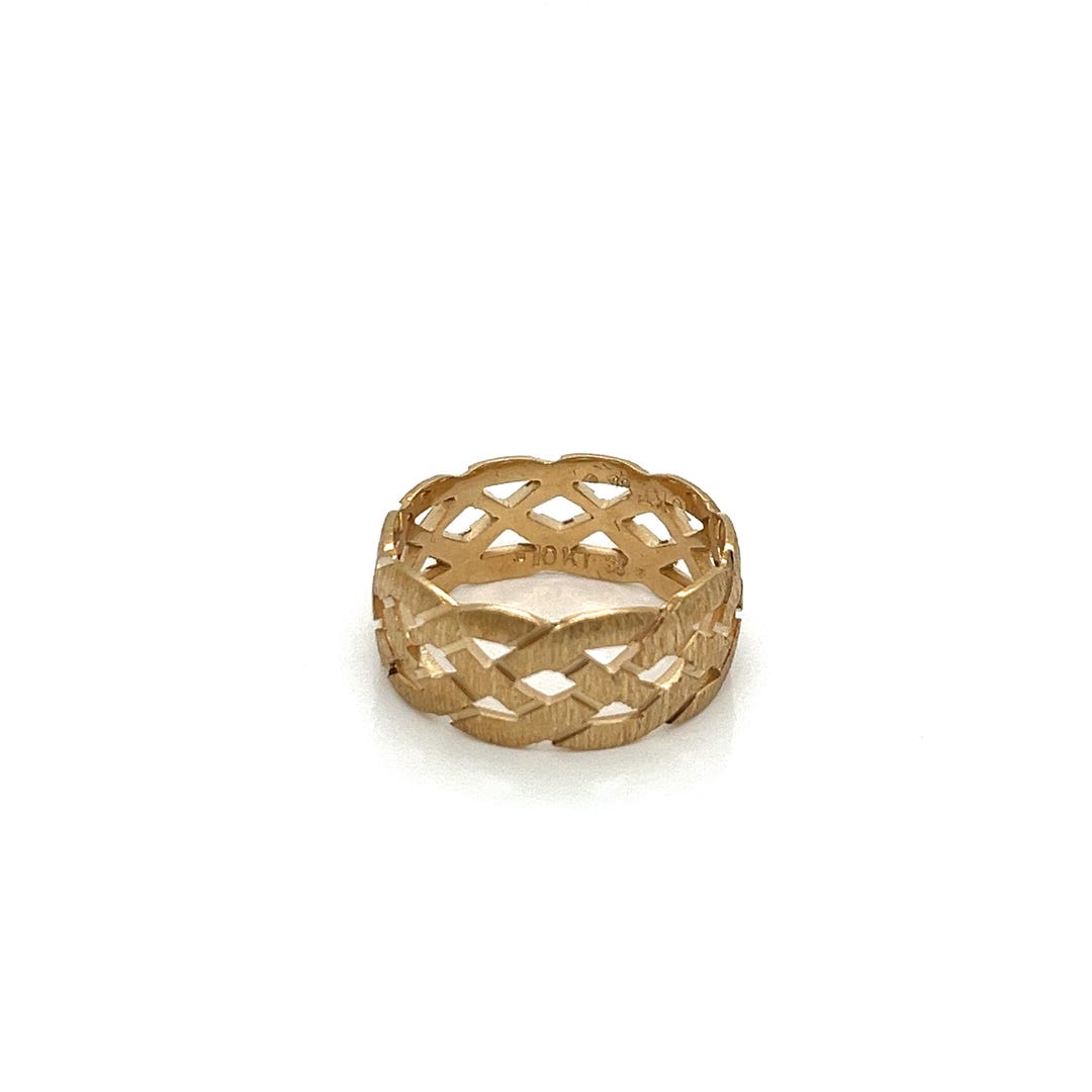Vintage 10k Yellow Gold Wide Open Weave Design Statement Ring - Etsy