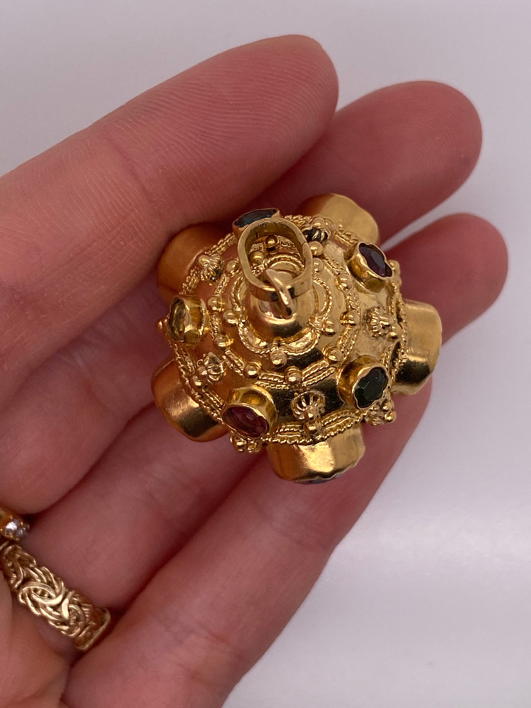 Vintage 18k yellow gold talisman pendant with amethyst and | Etsy