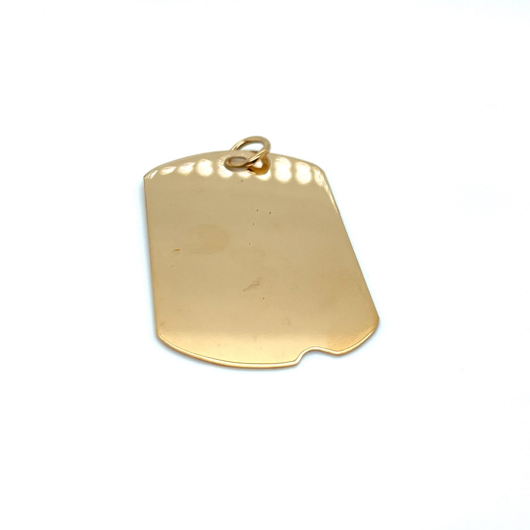 Vintage 14k Yellow Gold Large Dog Tag Charm - Etsy